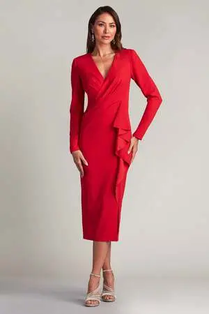 Tadashi Shoji Bennie Flounce Midi Dress - Rose Dust