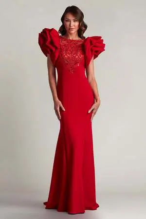 Tadashi Shoji Romilly Shoulder Ruffle Gown