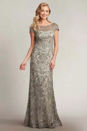 Tadashi Shoji Adena Corded Embroidery Gown - Ash Grey