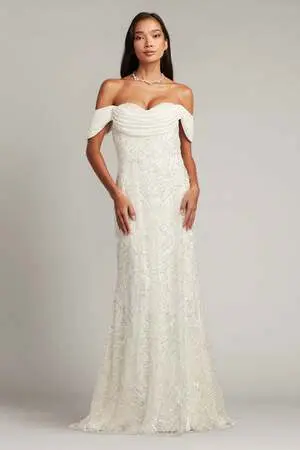 Tadashi Shoji Stowell Embellished Tulle Strapless Gown - Ivory