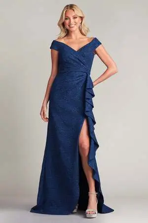 Tadashi Shoji Roland Rose Jacquard Gown - Midnight