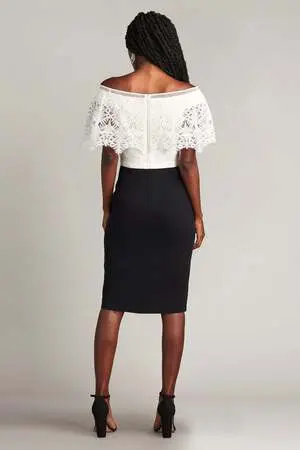 Tadashi Shoji Embroidered Flutter Overlay Dress