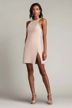Tadashi Shoji Meg Pearl Trim Scuba Mini Dress - Blush/pink