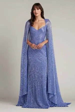 Tadashi Shoji Isilay Sequin Cape Sleeve Gown - Lilac