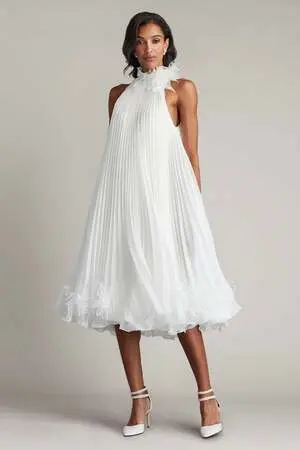 Tadashi Shoji Raisa Floral Embellished Chiffon Midi Dress - Ivory