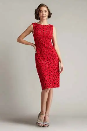 Tadashi Shoji Reva Embroidered Shift Dress - Flame