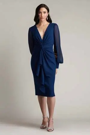 Tadashi Shoji Tyra Twist-drape Dress - Midnight