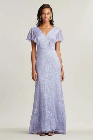 A-line flutter sleeve gowns