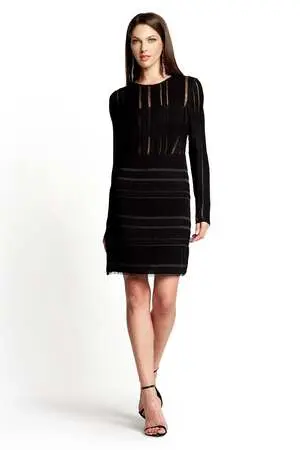 Tadashi Shoji Rose Long-sleeve Knit Dress - Black
