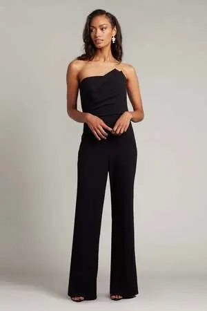 Tadashi Shoji Allen Draped Crepe Jumpsuit - Black