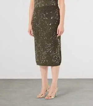 Marina Rinaldi Embellished Knitted Midi Skirt