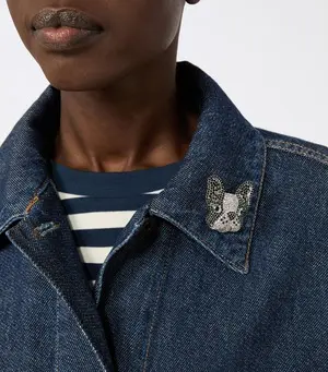 Max Mara Crystal French Bulldog Brooch