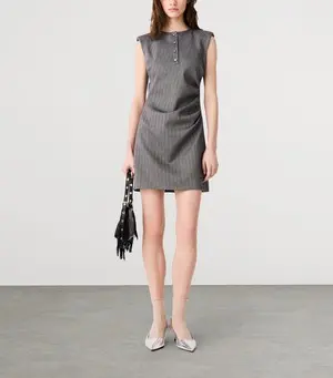 Maje Gathered Rhinestone Mini Dress