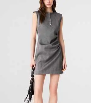 Maje Gathered Rhinestone Mini Dress