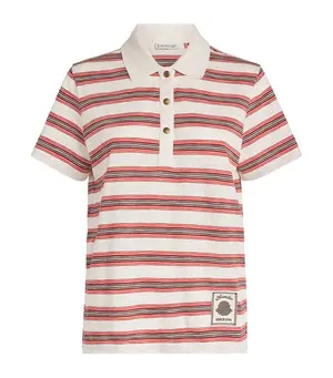 Moncler Cotton Stripe Polo Shirt - White