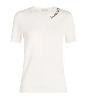 Moncler Cotton Embroidered Logo T-shirt - White