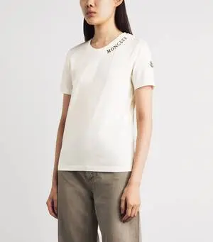 Moncler Cotton Embroidered Logo T-shirt - White