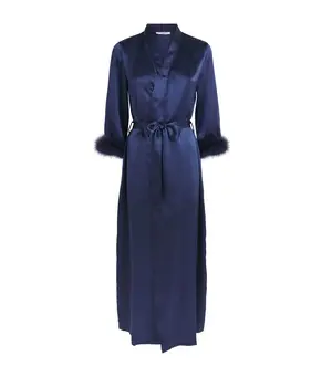 GILDA & PEARL Silk Meet Me At Midnight Robe - Blue