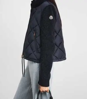 Moncler Quilted Hybrid Jacket With Bouclé Sleeves