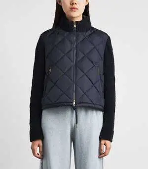 Moncler Quilted Hybrid Jacket With Bouclé Sleeves