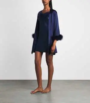 GILDA & PEARL Silk Meet Me At Midnight Short Robe
