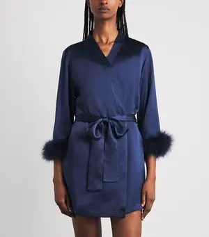 GILDA & PEARL Silk Meet Me At Midnight Short Robe