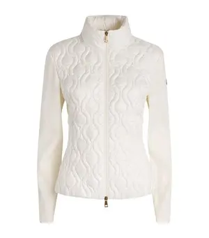 Moncler Cotton Quilted Hybrid Cardigan - White