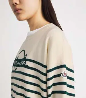Moncler Virgin Wool Stripe Logo Sweater