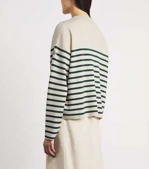 Moncler Virgin Wool Stripe Logo Sweater