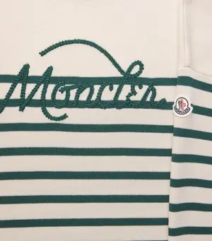 Moncler Virgin Wool Stripe Logo Sweater