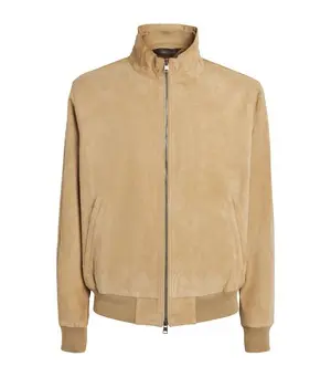Polo Ralph Lauren Goat Suede Charleton Bomber Jacket - Beige
