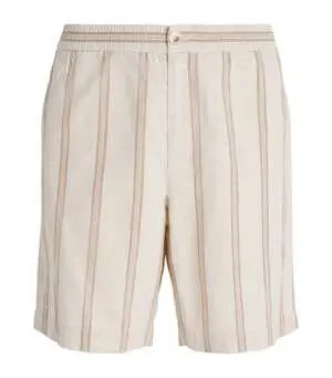 Vince Cotton-hemp Stripe Shorts - White
