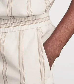 Vince Cotton-hemp Stripe Shorts