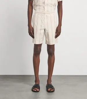 Vince Cotton-hemp Stripe Shorts