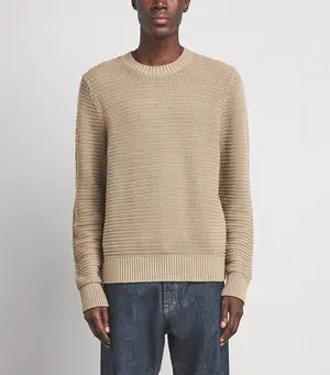 Vince Cotton-cashmere Waffle Knit Crew Neck Sweater