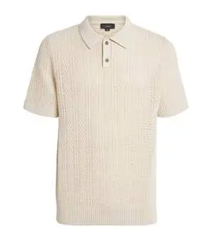 Vince Cotton Crochet Knit Polo Shirt