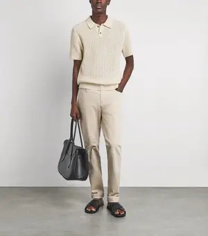 Vince Cotton Crochet Knit Polo Shirt