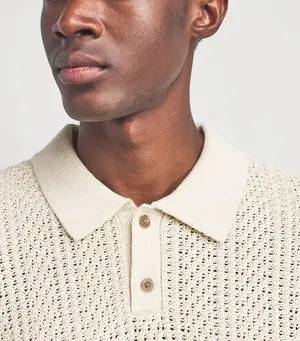 Vince Cotton Crochet Knit Polo Shirt