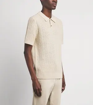 Vince Cotton Crochet Knit Polo Shirt