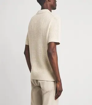 Vince Cotton Crochet Knit Polo Shirt