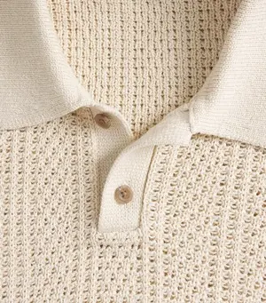 Vince Cotton Crochet Knit Polo Shirt