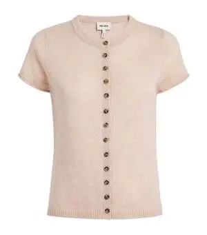 ME+EM Cashmere Short-sleeve Cardigan - Neutral