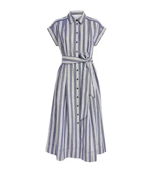 ME+EM Stripe Midi Shirt Dress - Blue