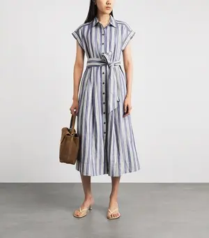 ME+EM Striped Midi Shirt Dress