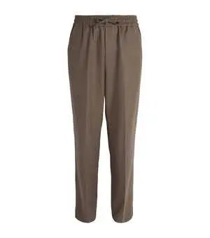 Drole De Monsieur Virgin Wool-blend Drawstring-waist Trousers - Brown