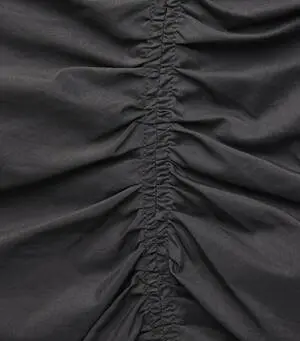 Theory Cotton Ruched Asymmetrical Midi Dress - Black