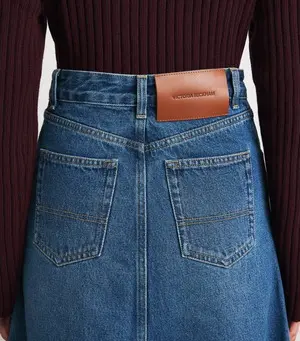 Victoria Beckham Asymmetric Panelled Denim Midi Skirt