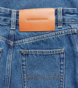 Victoria Beckham Asymmetric Panelled Denim Midi Skirt