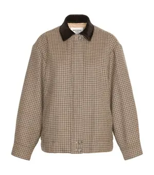 Max Mara Virgin Wool Check Quilted Jacket - Brown