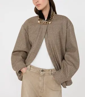 Max Mara Virgin Wool Check Quilted Jacket